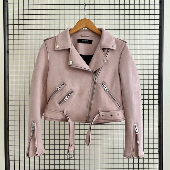Zara | Jackets & Coats | Zara Powder Pink Moto Jacket | Poshmark